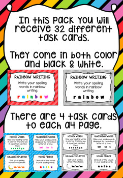 Spelling Task Cards - ANY LIST - My Teaching Pal