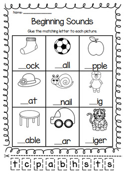 Beginning Sounds Printable Worksheet Pack - Pre-K Kindergarten First ...