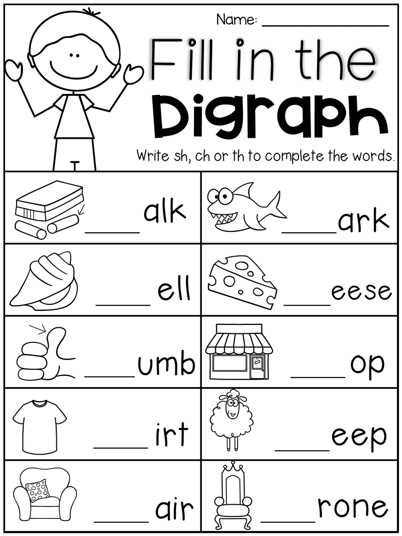 Digraph Worksheet Packet - Ch, Sh, Th, Wh, Ph - My Teaching Pal
