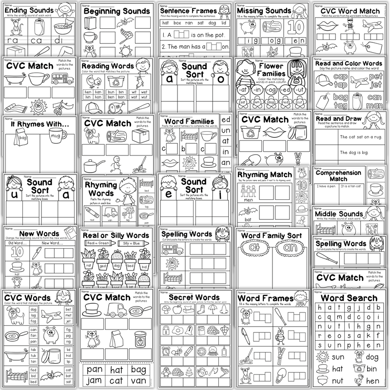 Kindergarten CVC Worksheet Packet - CVC Worksheets - CVC Words - My ...