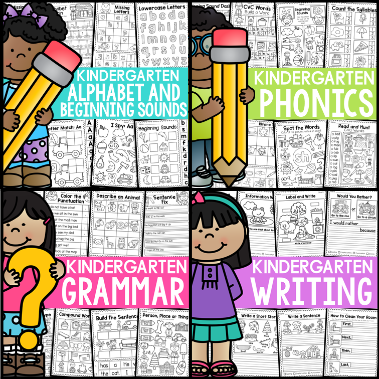 Kindergarten Literacy Worksheet MEGA BUNDLE - English Language Arts ...