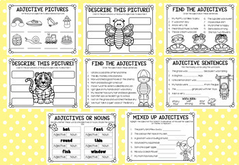 Little Book of Adjectives - Half Page Printable Worksheet Booklet - My ...