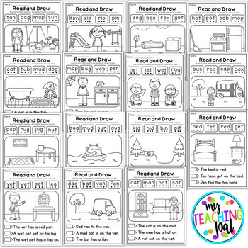 Read and Draw CVC Worksheets - Kindergarten Comprehension - My Teaching Pal