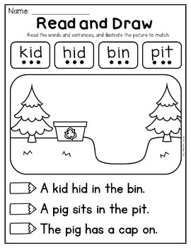 Read and Draw CVC Worksheets - Kindergarten Comprehension - My Teaching Pal