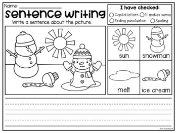 Winter Sentence Writing Worksheets - My Teaching Pal