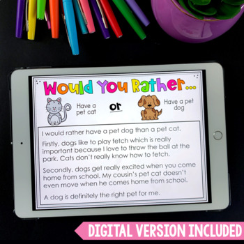 Would You Rather Opinion Writing Prompts - Paper and Digital - My ...