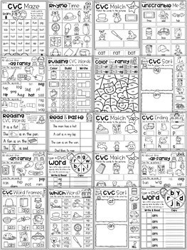 Short a CVC Worksheet Pack with a Bonus Literacy Center - My Teaching Pal