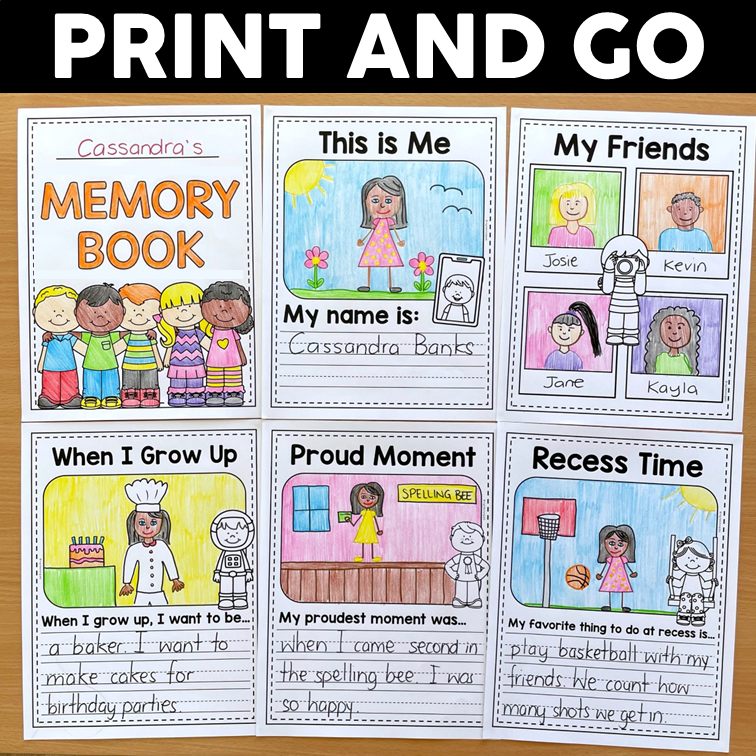 End of Year Memory Book - End of Year Activity - Kindergarten, First ...