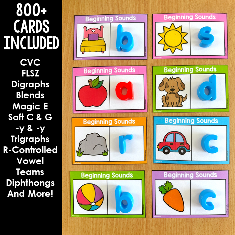 Phonics Center - Sound Cards - Beginning, Medial, Final Sounds - My ...