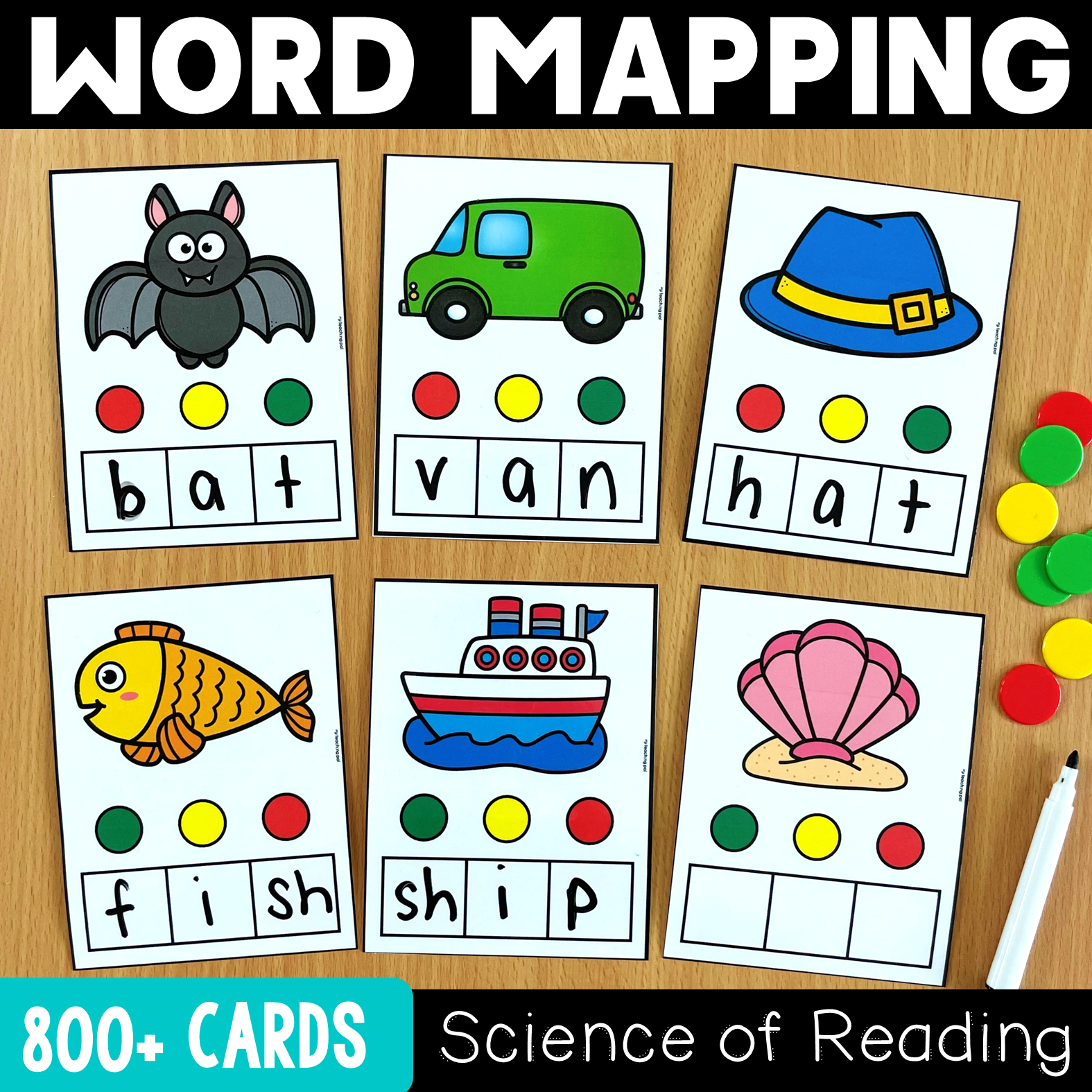Phoneme Grapheme Word Mapping Cards - Spelling Activity - Science of ...
