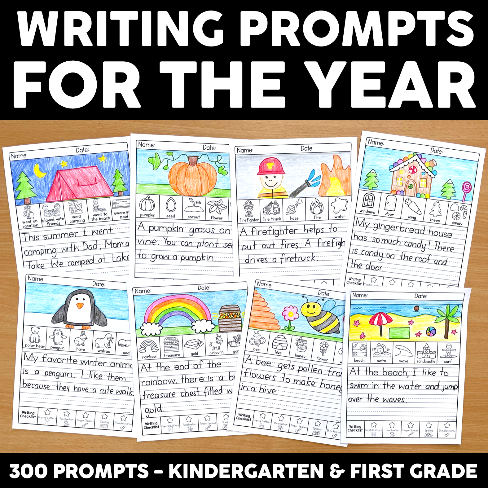 Yearly Seasonal Writing Bundle for Kindergarten and First Grade Writing ...