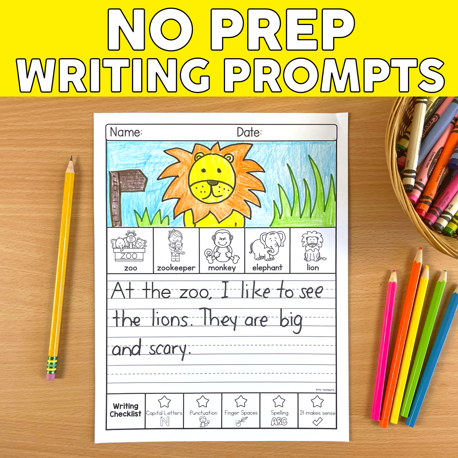 June Writing Prompts - Kindergarten & First Grade Writing Journal ...