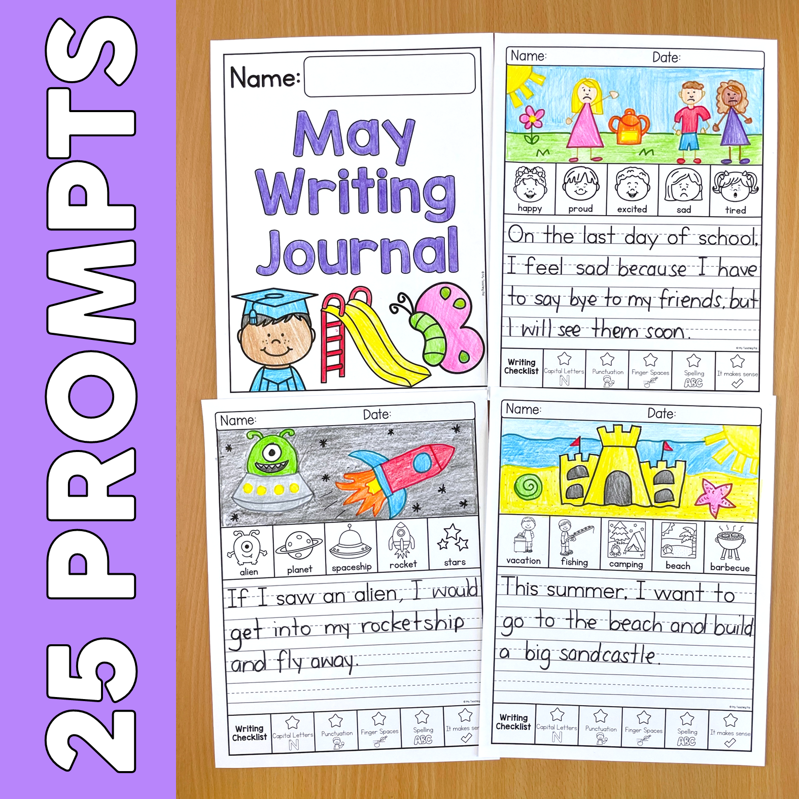 May Writing Prompts - Kindergarten & First Grade Writing Journal - End ...