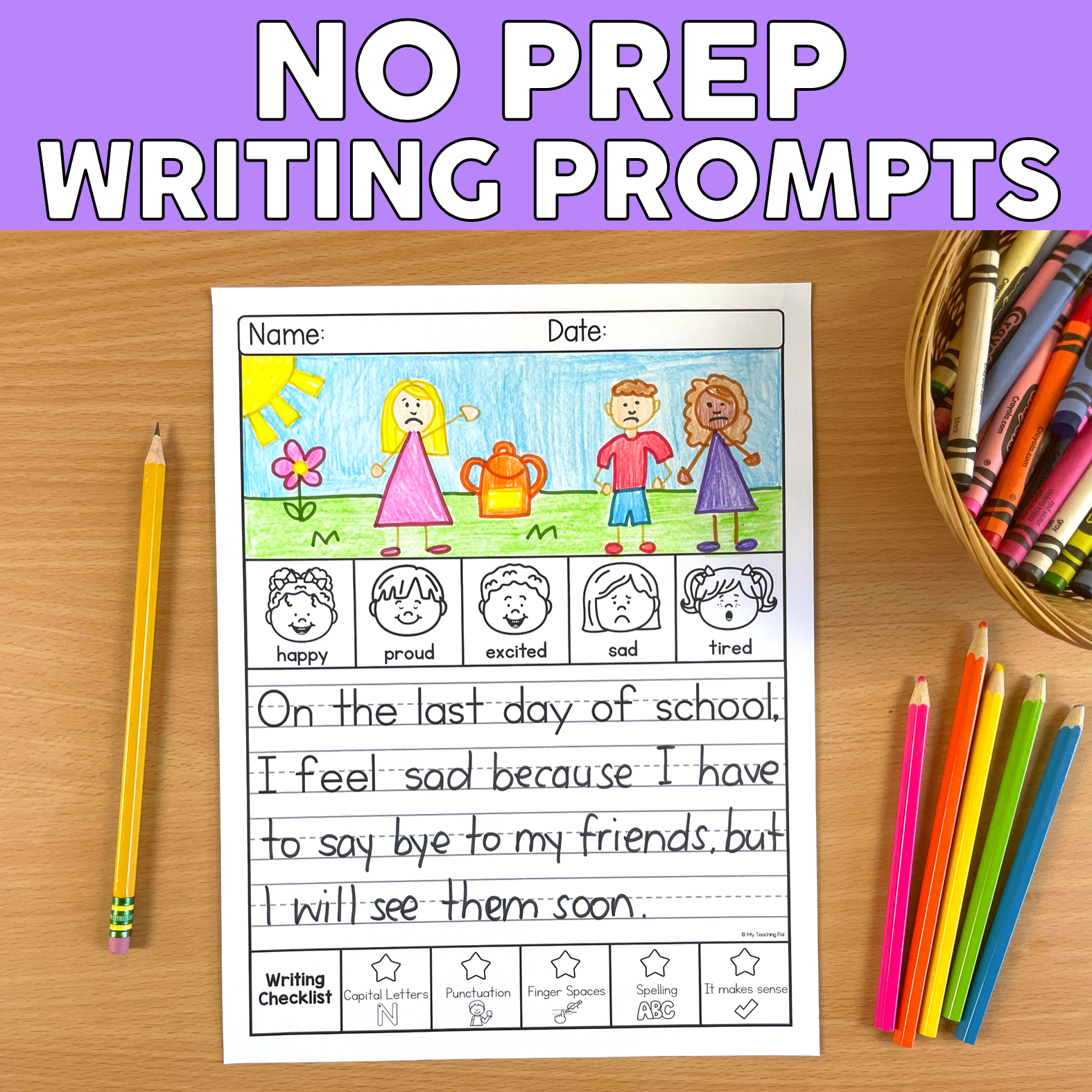May Writing Prompts - Kindergarten & First Grade Writing Journal - End ...