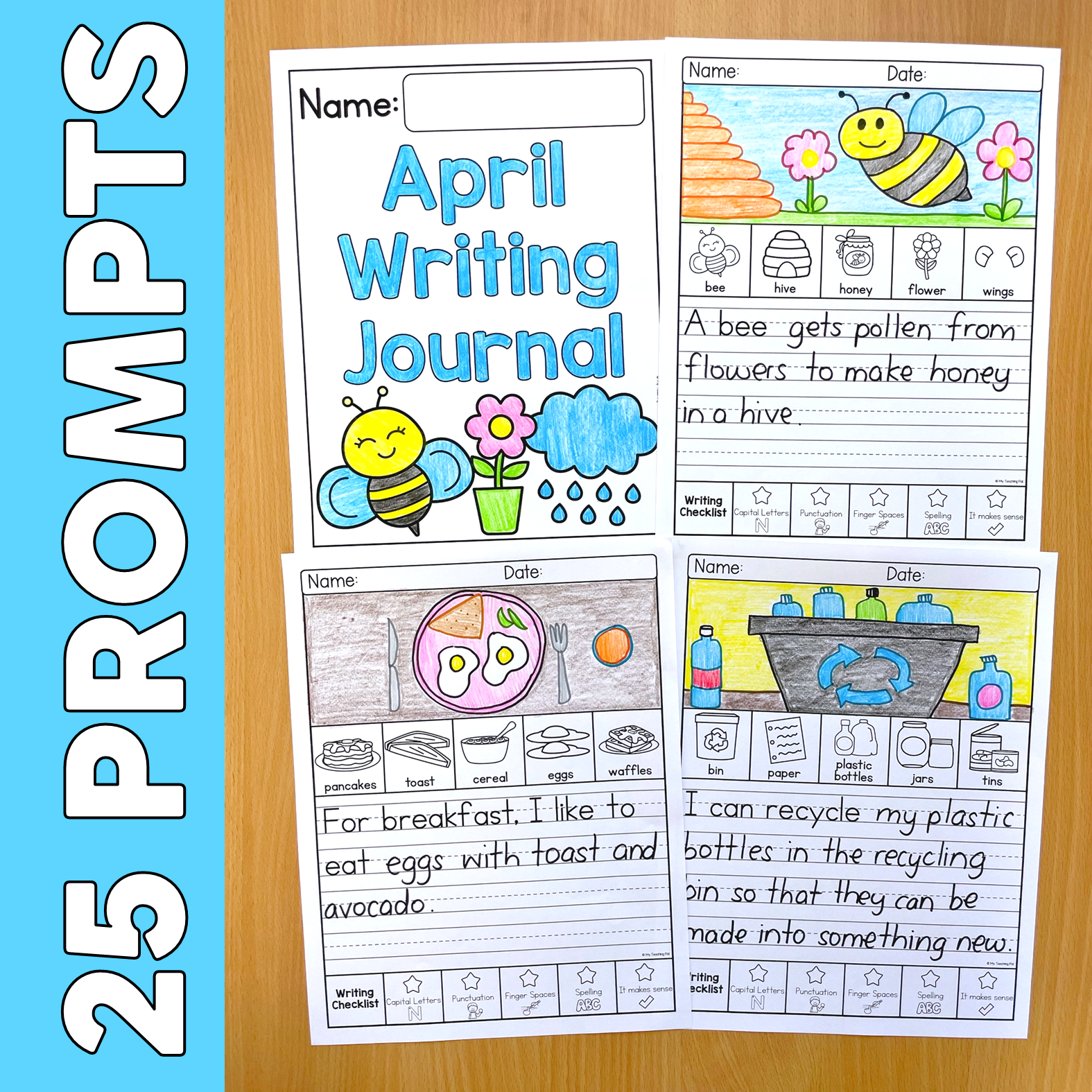 April Writing Prompts - Kindergarten & First Grade Writing Journal ...