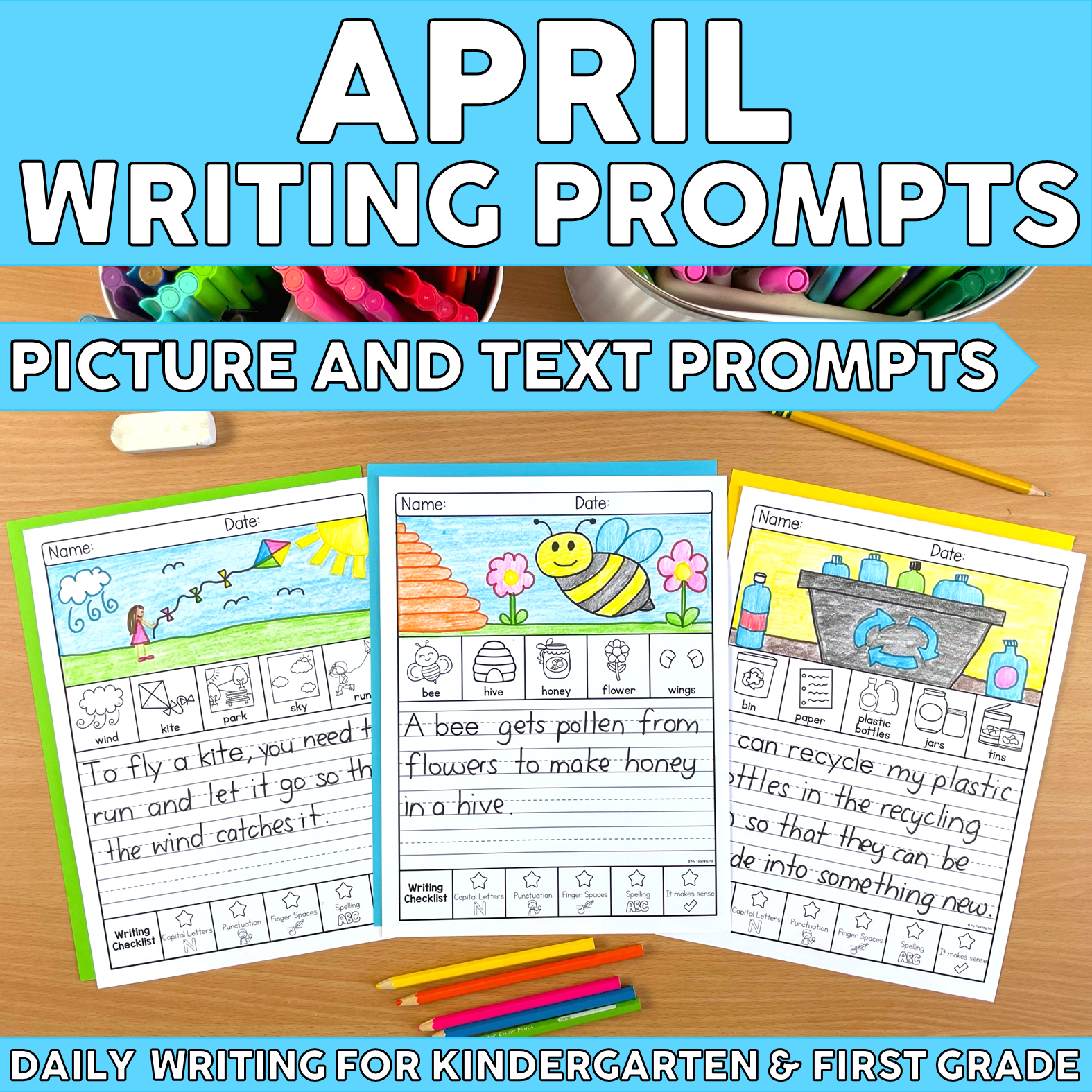 April Writing Prompts - Kindergarten & First Grade Writing Journal ...