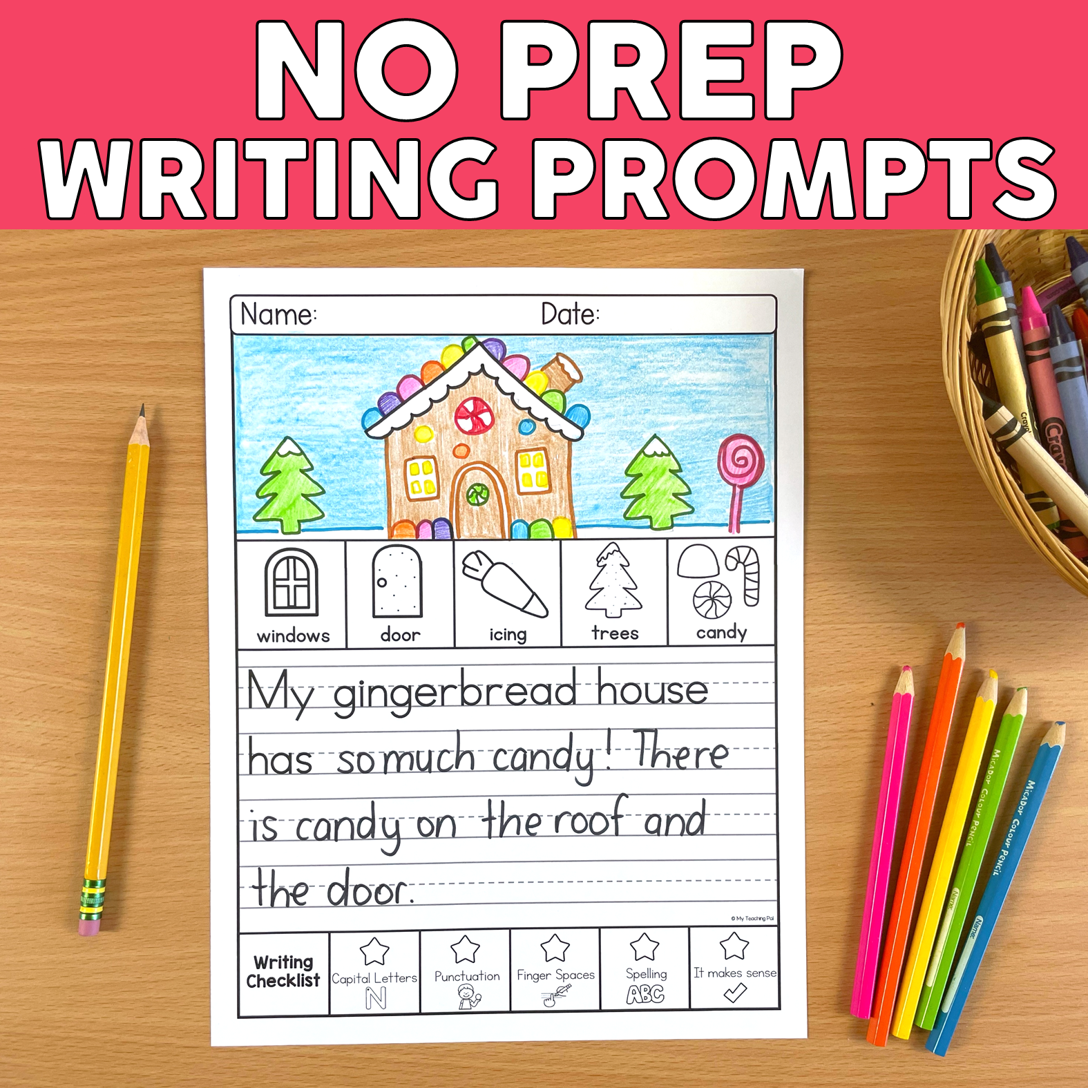 December Writing Prompts - Kindergarten & First Grade Writing Journal ...