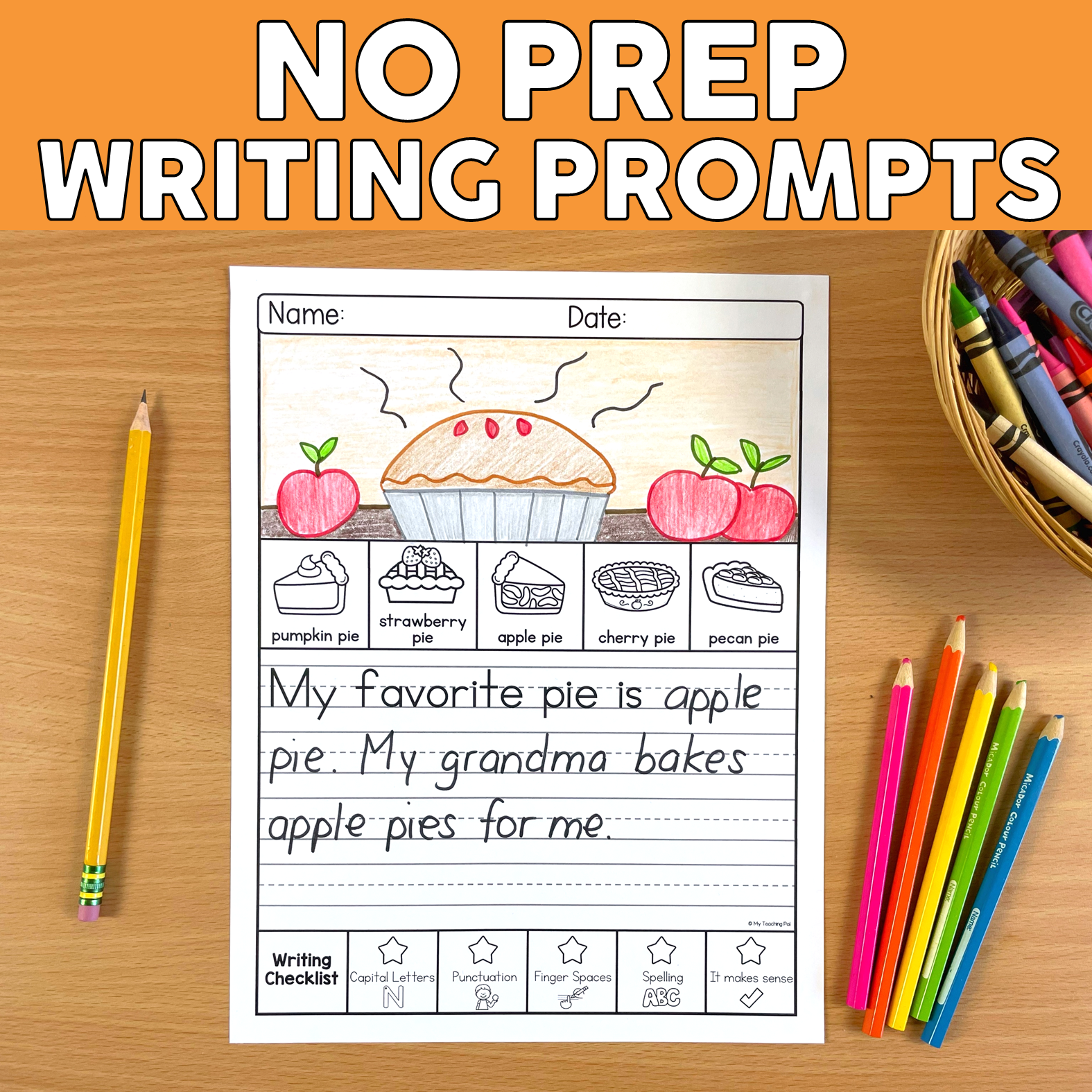 November Writing Prompts - Kindergarten & First Grade Writing Journal ...