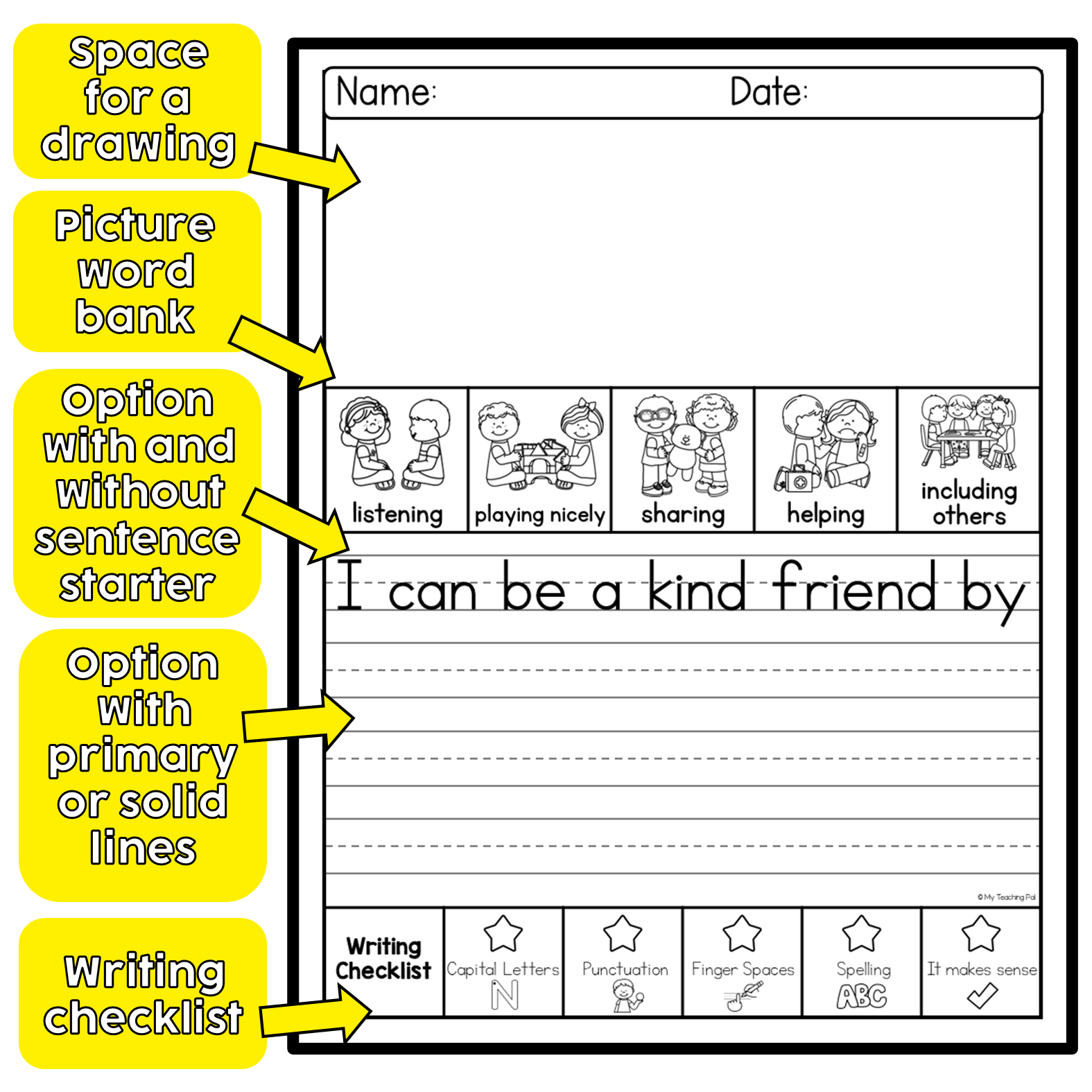 September Writing Prompts - Kindergarten & First Grade Journal - Back ...