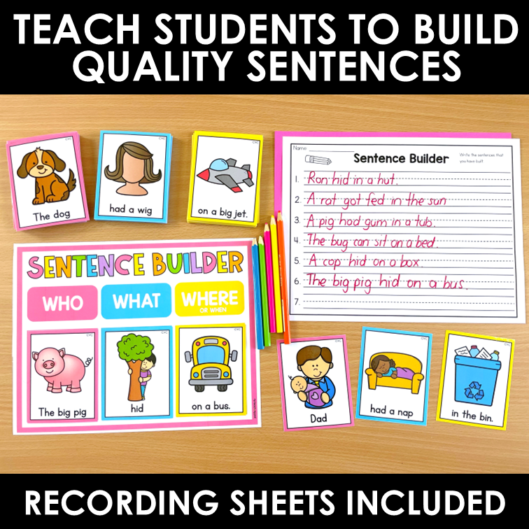 Silly Sentences - Build a Sentence Center - Phonics Bundle - Decodable ...