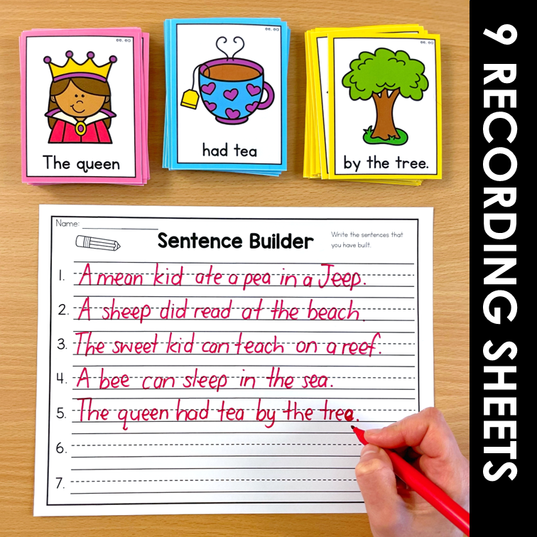Silly Sentences- Build a Sentence Center VOL 4 - RContr, Vowel Teams ...