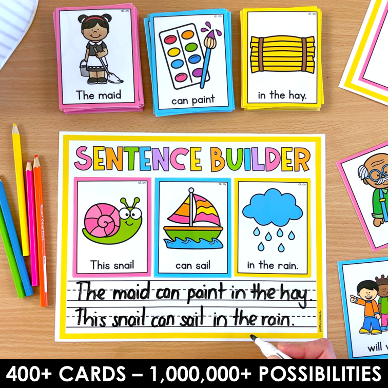 Silly Sentences- Build a Sentence Center VOL 4 - RContr, Vowel Teams ...
