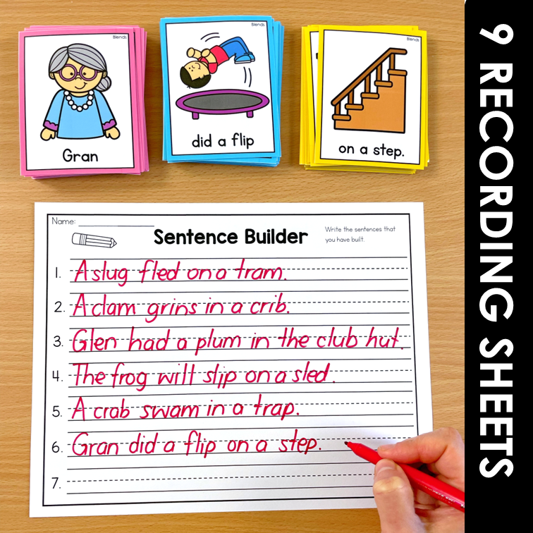 Silly Sentences - Build a Sentence Center VOL 2 - FLSZ, Digraphs ...