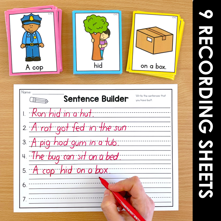 Silly Sentences - Build a Sentence Center VOL 1 - CVC - Decodable ...
