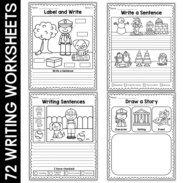 Kindergarten Writing Worksheets - MEGA PACK - Opinion, Sequence ...