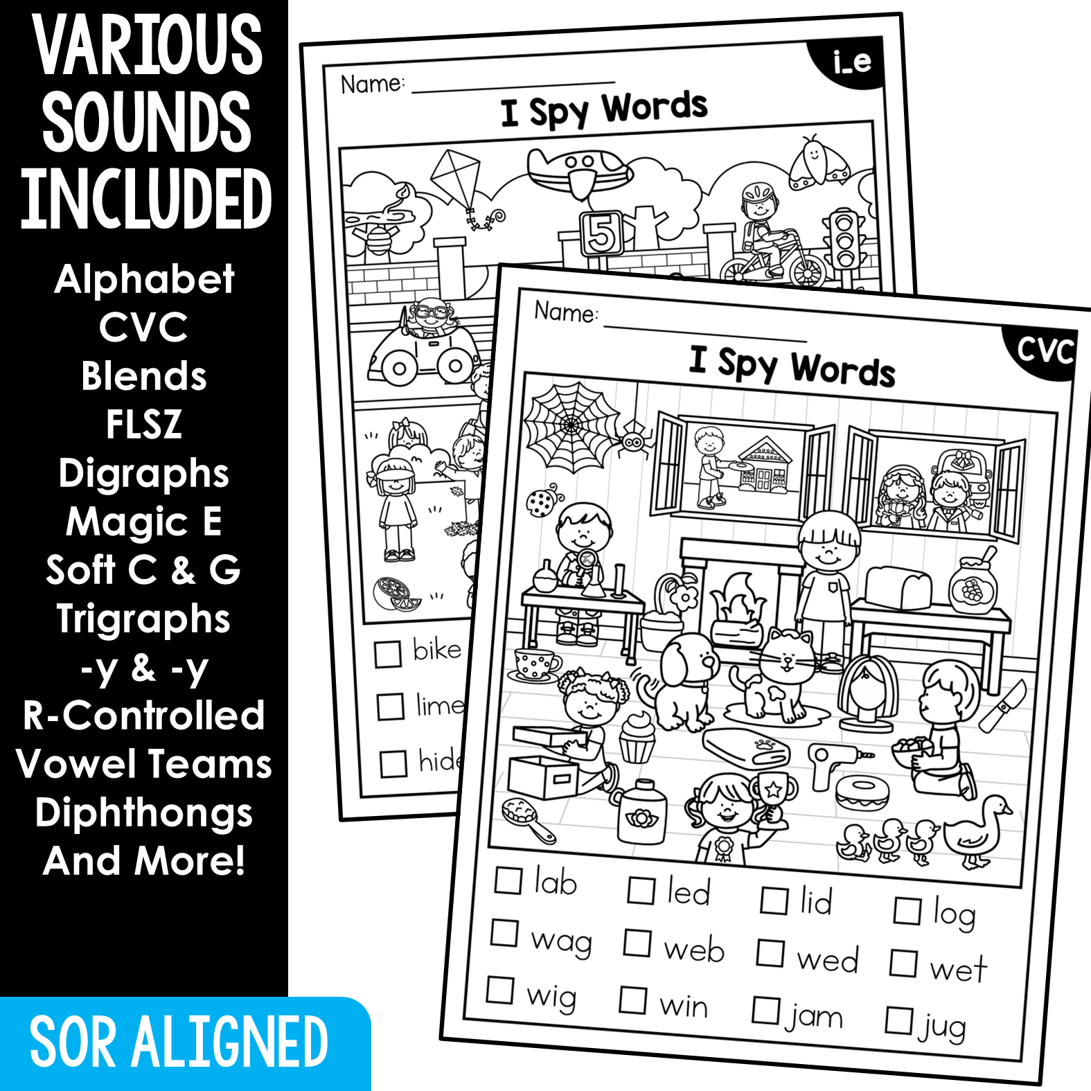 I Spy Worksheets - Decodable Phonics Worksheets - (Science of Reading ...