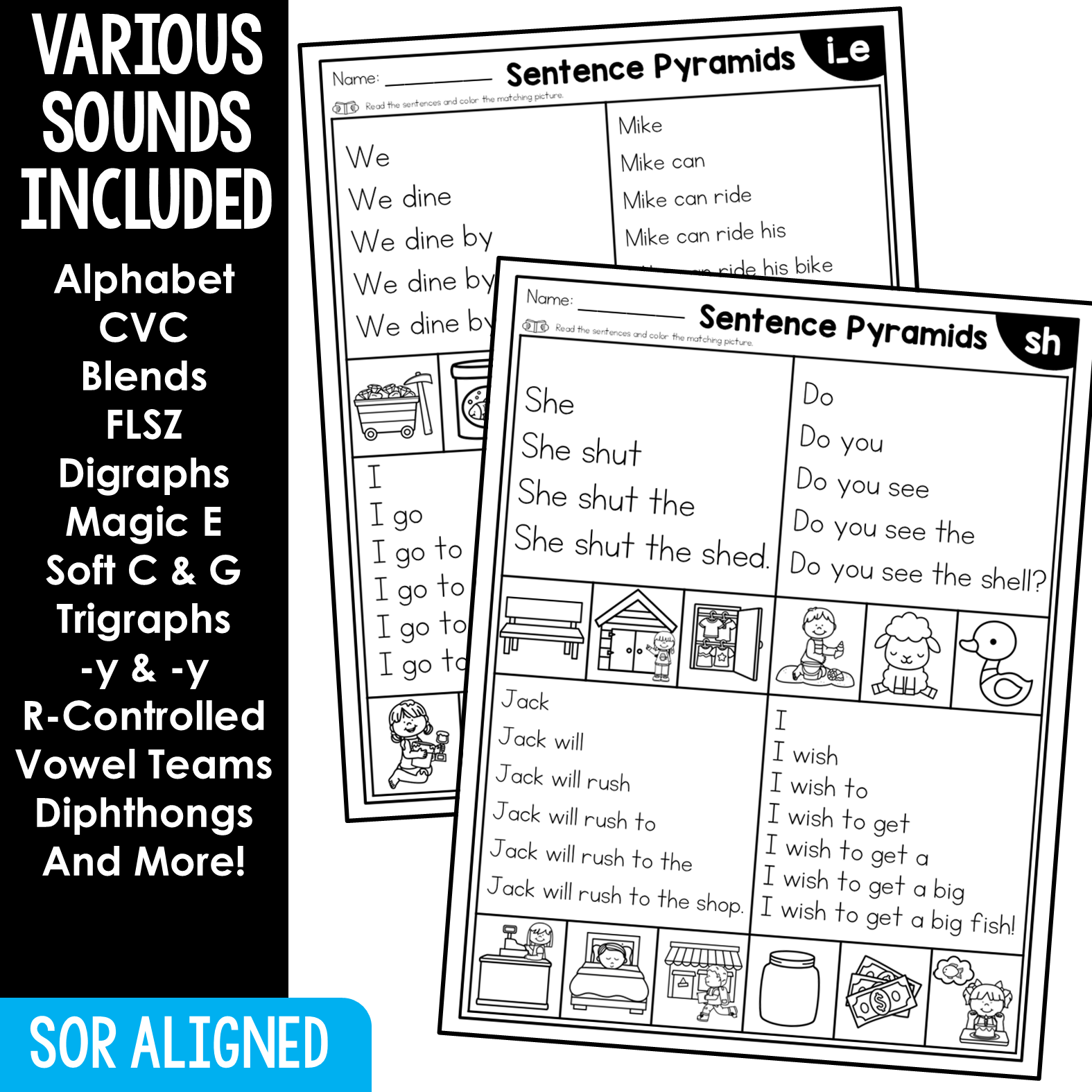 Sentence Pyramids Worksheet BUNDLE - Decodable Sentences (Science of ...