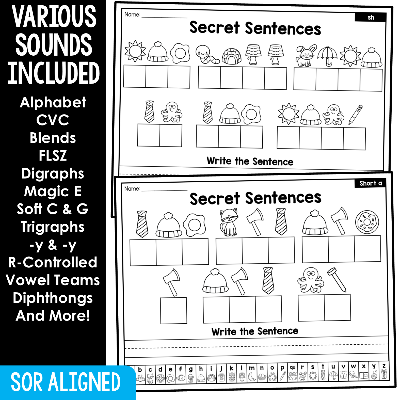 Secret Sentences Worksheets BUNDLE - Decodable Sentences - Science of ...