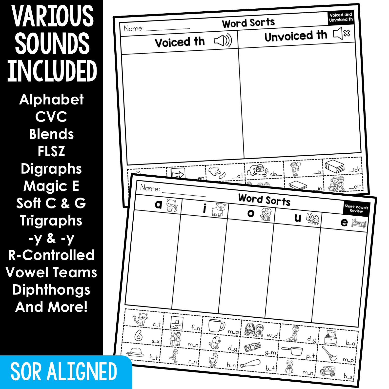 Phonics Word Sorts Worksheets BUNDLE - Decodable Words - Science of ...