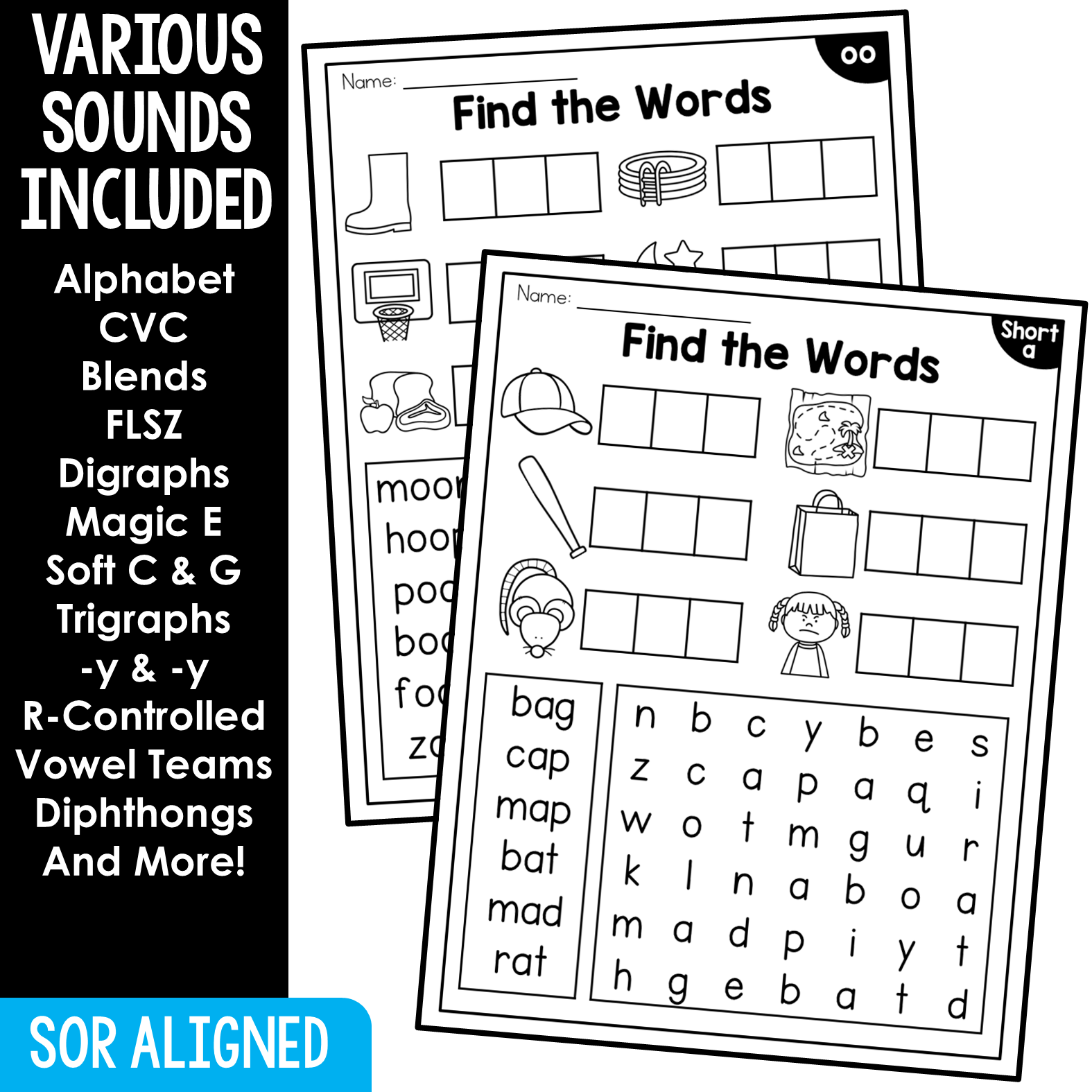 Find the Words Worksheets BUNDLE - Spelling Worksheets - Science of ...