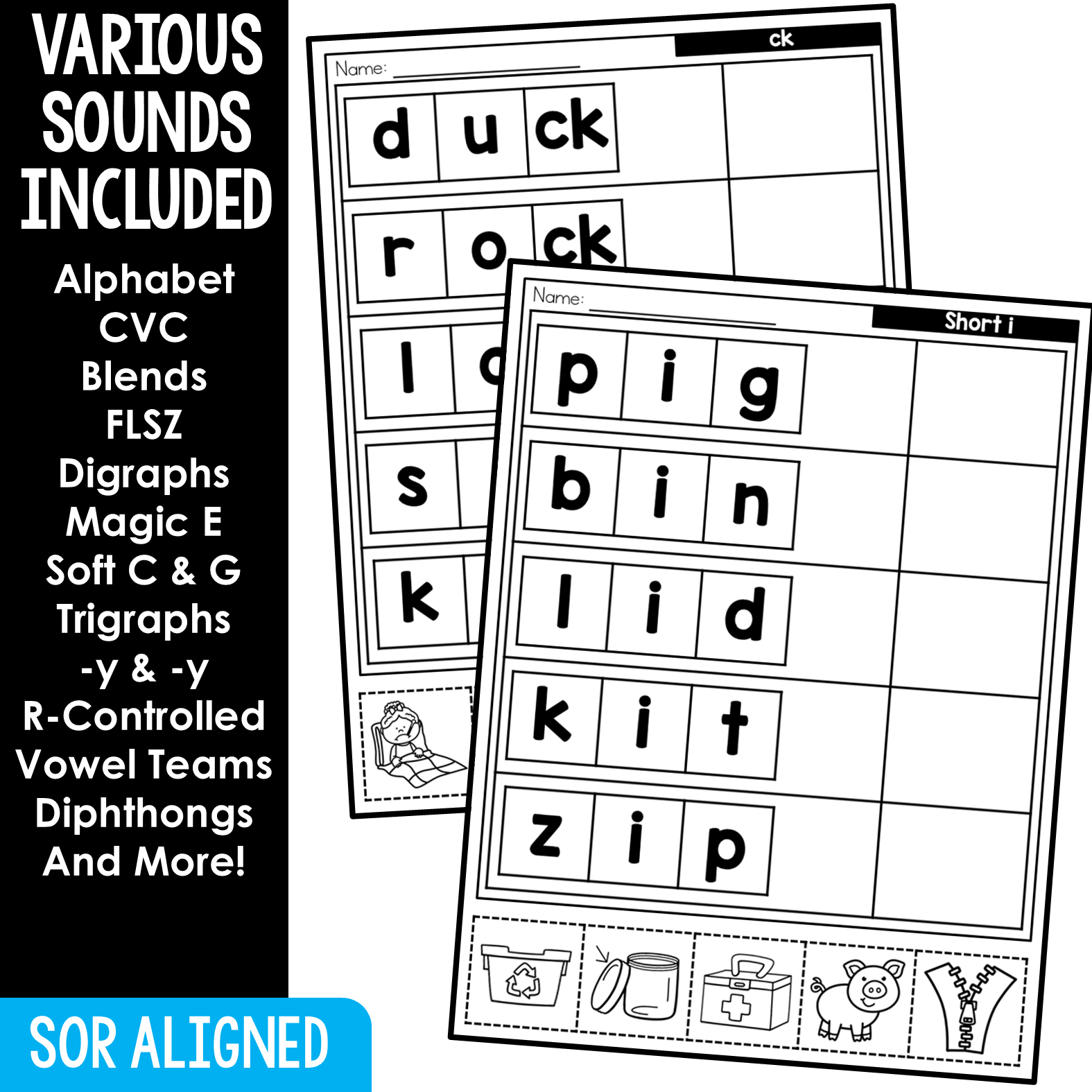Blend and Match Worksheets BUNDLE - Reading Decodable Words - Science ...