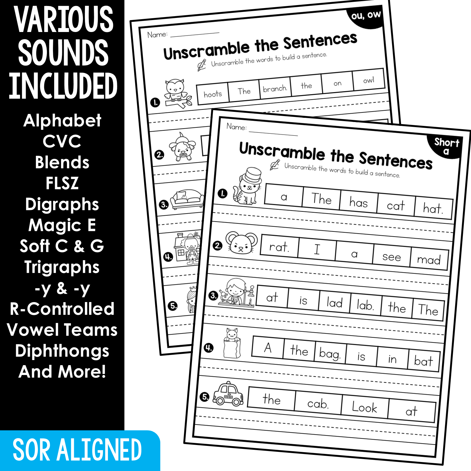 Scrambled Sentences Worksheets BUNDLE - Grammar Worksheets - Science of ...