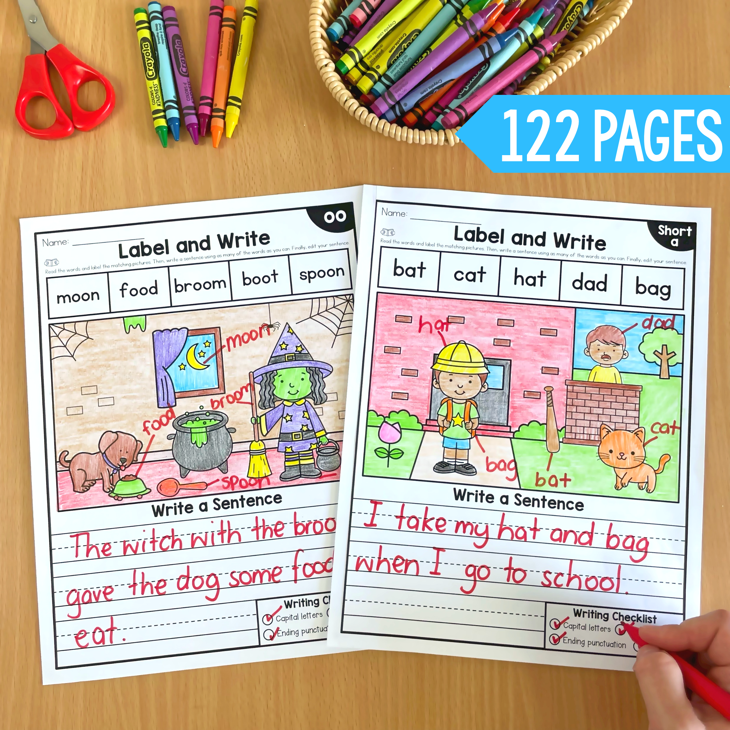 Label and Write Phonics Worksheets - Sentence Writing (Science of ...