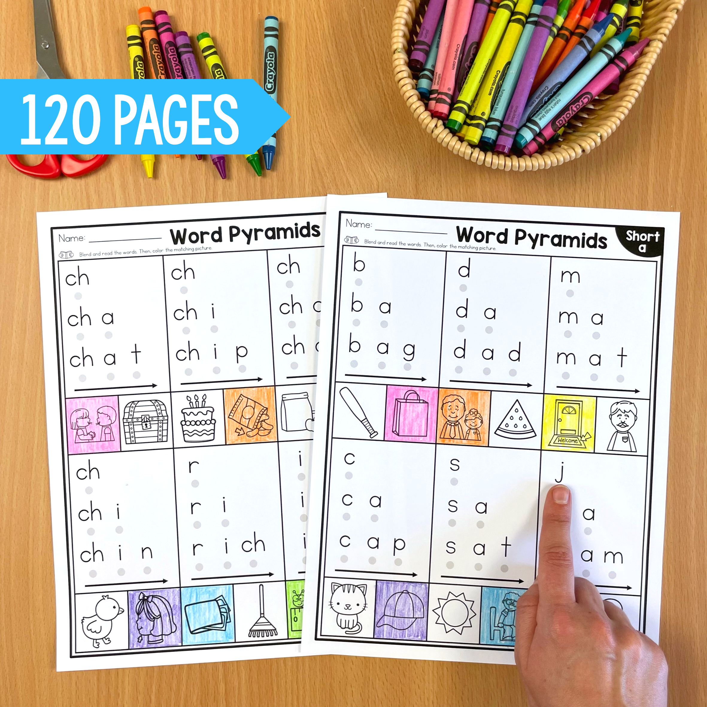 Blending Worksheets - Word Pyramids with Decodable Words (Science of ...