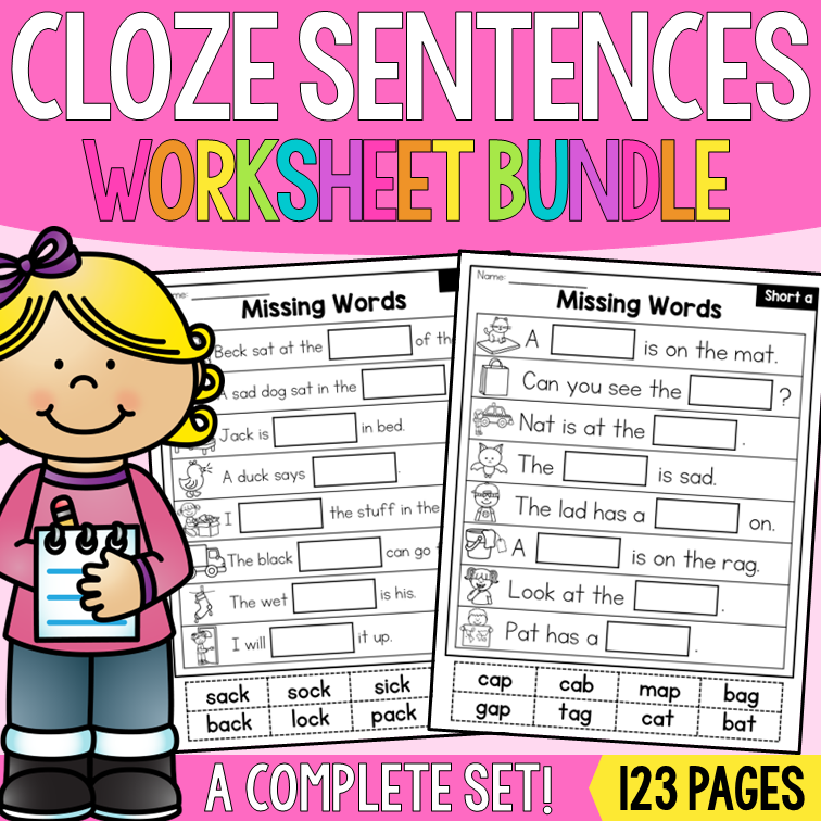 Cloze Sentences Worksheets BUNDLE - Reading Comprehension - Science of ...