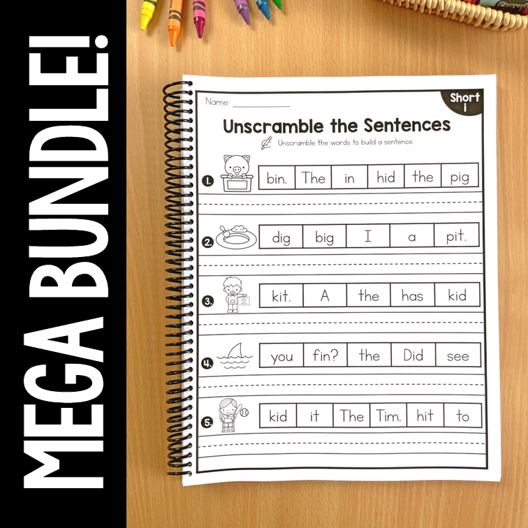 Scrambled Sentences Worksheets BUNDLE - Grammar Worksheets - Science of ...