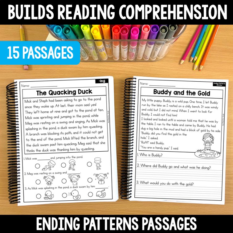 Decodable Reading Comprehension Passages - Ending Word Patterns - SoR ...