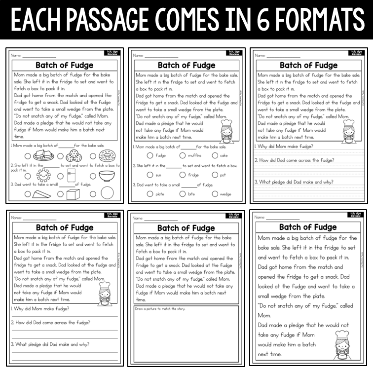 Decodable Reading Comprehension Passages - Ending Word Patterns - SoR ...