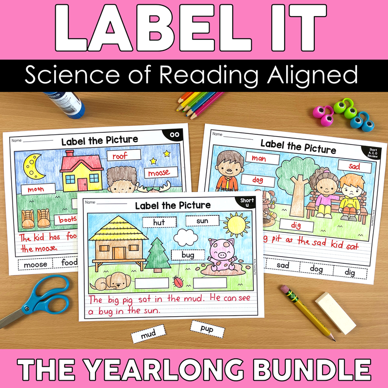 Label and Write Phonics Worksheets BUNDLE - SOR - Sentence Writing ...
