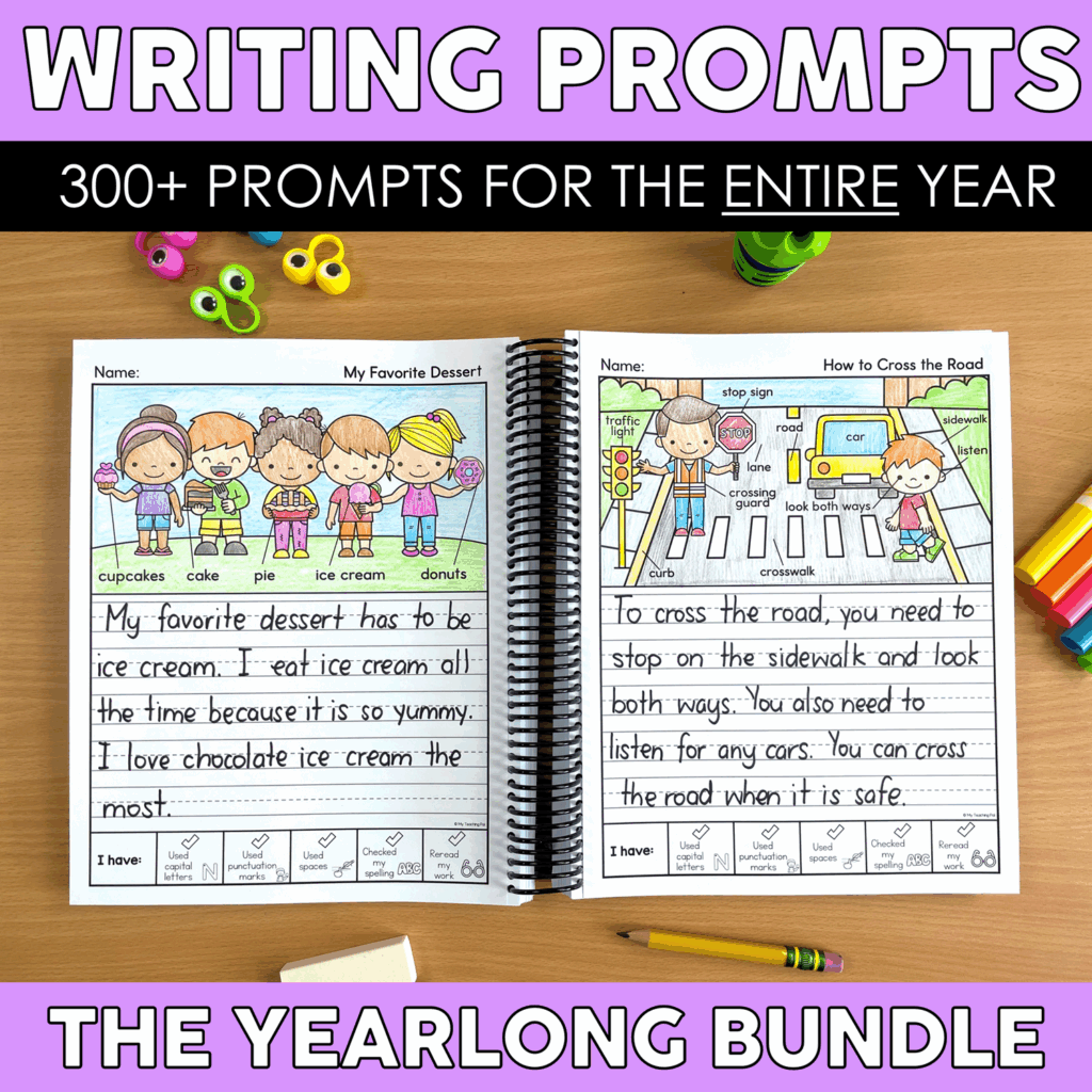 Writing Prompts BUNDLE for the WHOLE YEAR - Kindergarten, First and ...